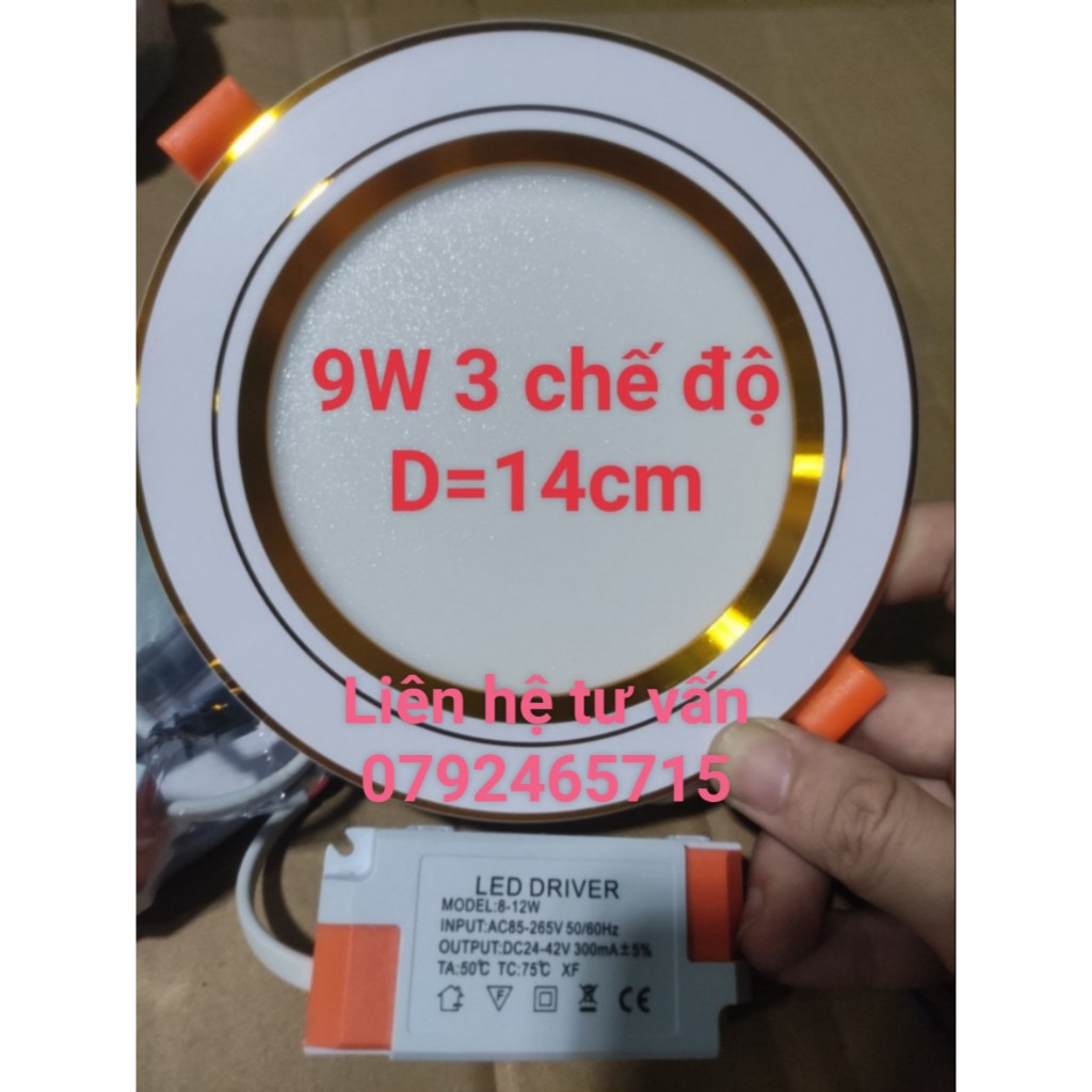 9w led ceiling light with aluminum base and gold border, 3 light modes ...