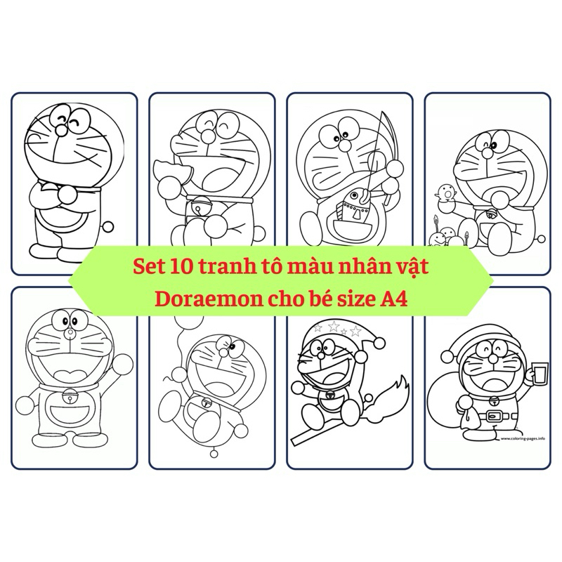 Set of 10 coloring pages of cartoon characters for children size A4, A5 ...