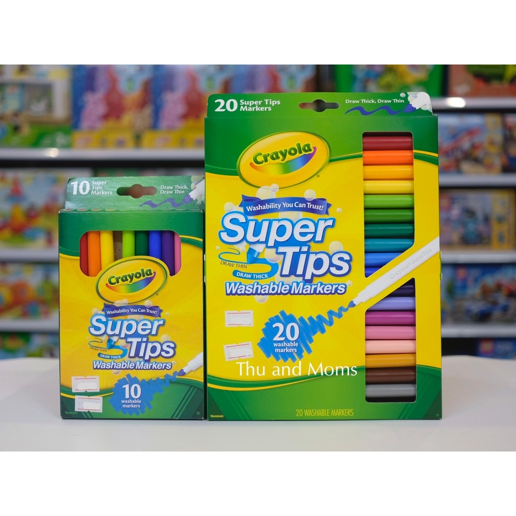 Crayola Super Tips (USA) washable sharp, bold strokes 10 colors - 20 ...