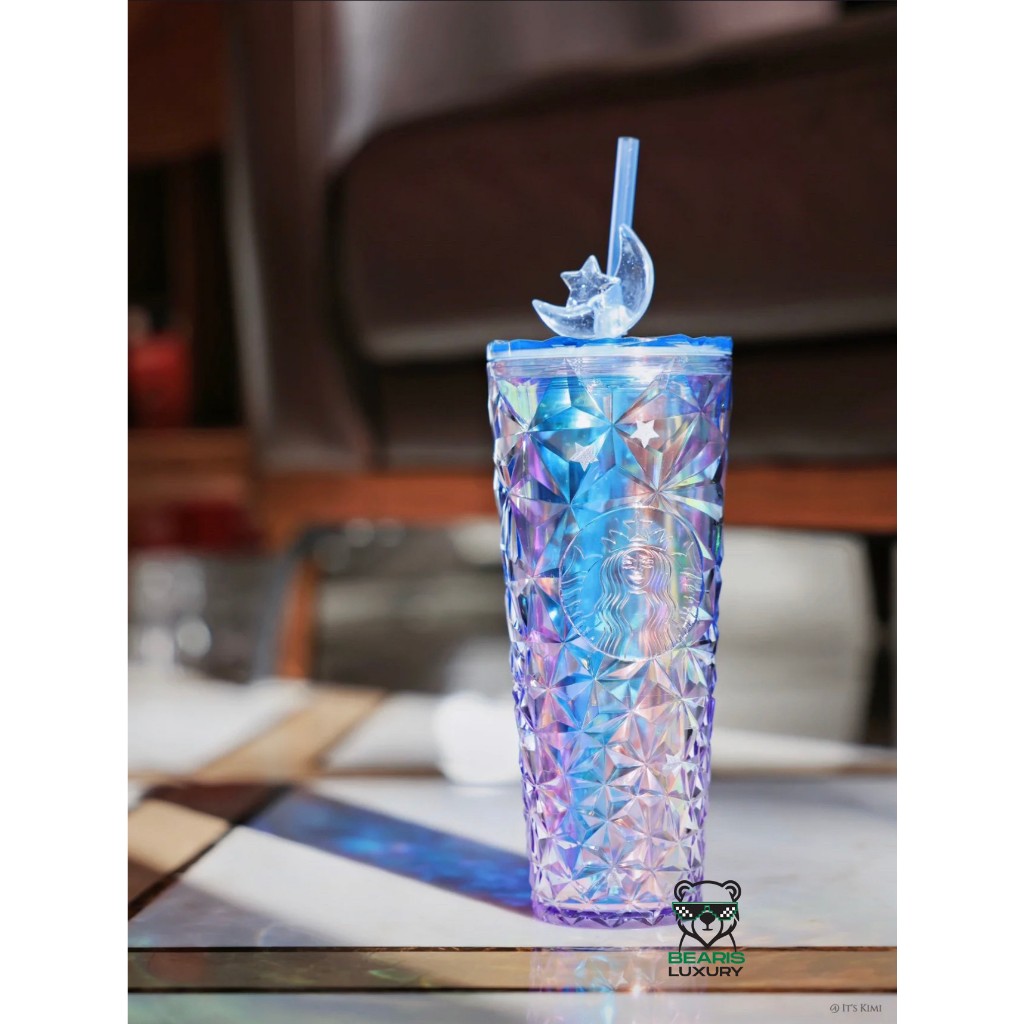 Starbucks Blue Purple Wishing Star & Moonlight Diamond Plastic Cup 710ml Genuine | Shopee Malaysia
