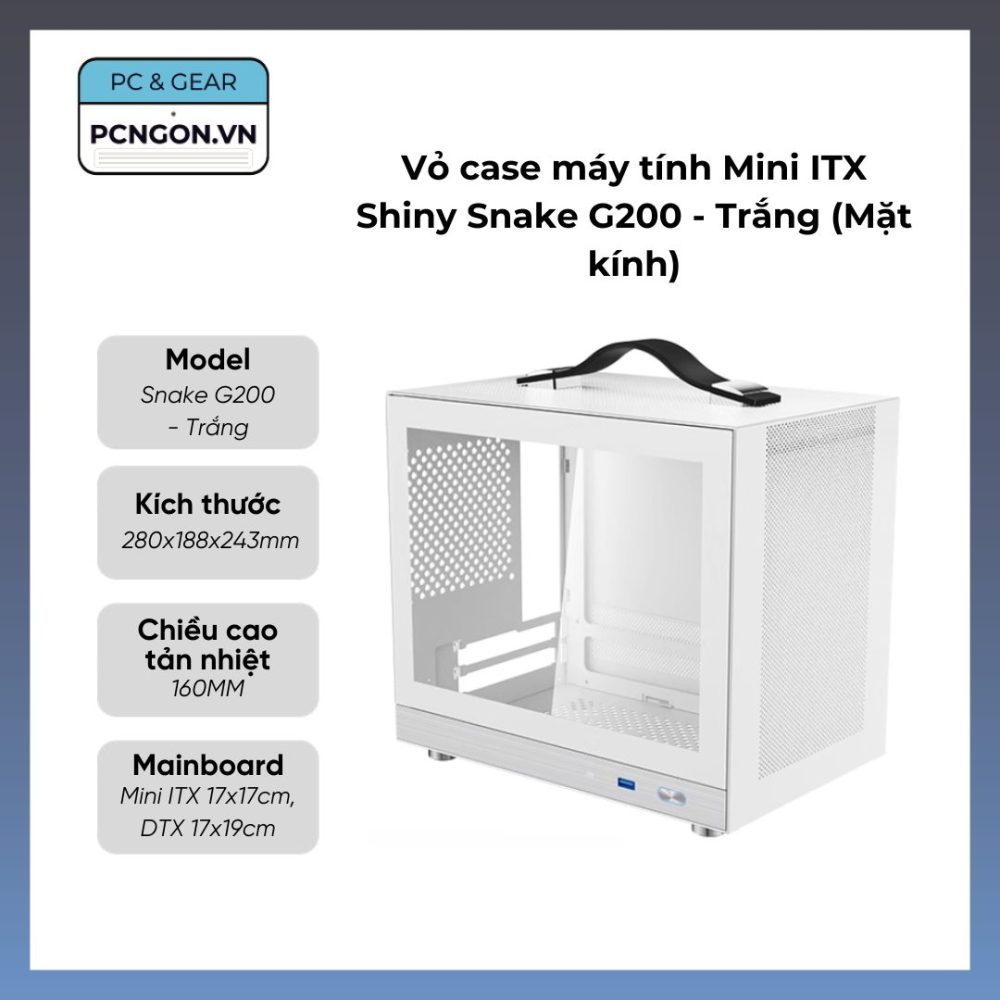 [PCNGON] Mini ITX Shiny Snake G200 computer case - White (Glass ...
