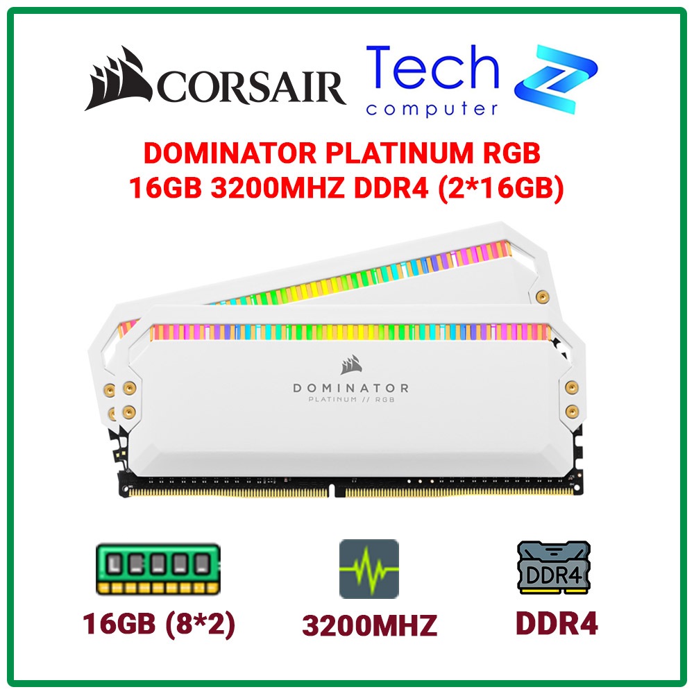 Corsair Dominator Platinum White RGB Ram 16GB - 32GB DDR4 3200MHz ...