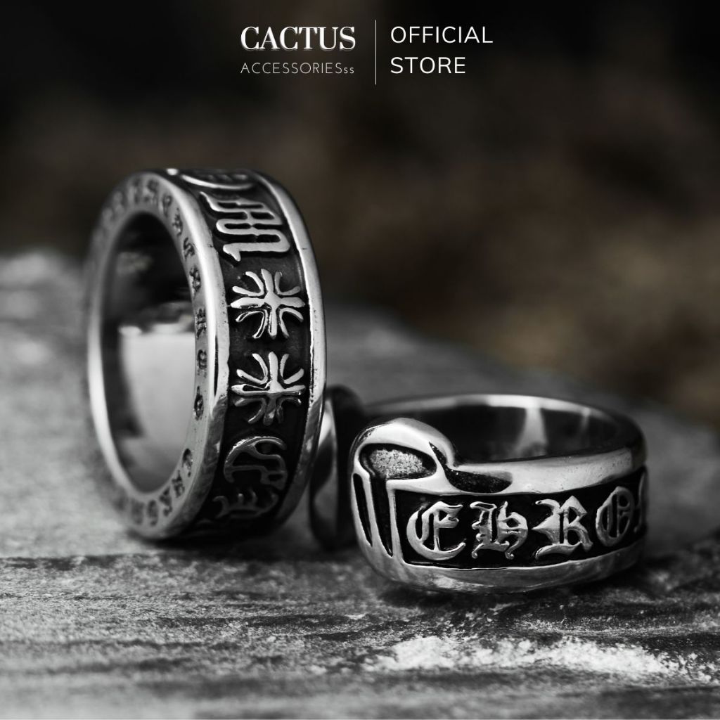 Chrome heart ring with letter pattern stainless steel titanium 40 ...