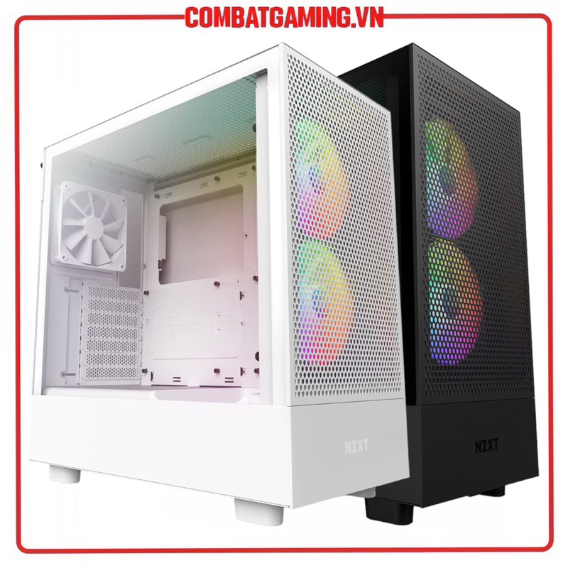 Nzxt H5 Flow RGB Black White Computer Case (2 F140 RGB Fans + 2 F120Q ...