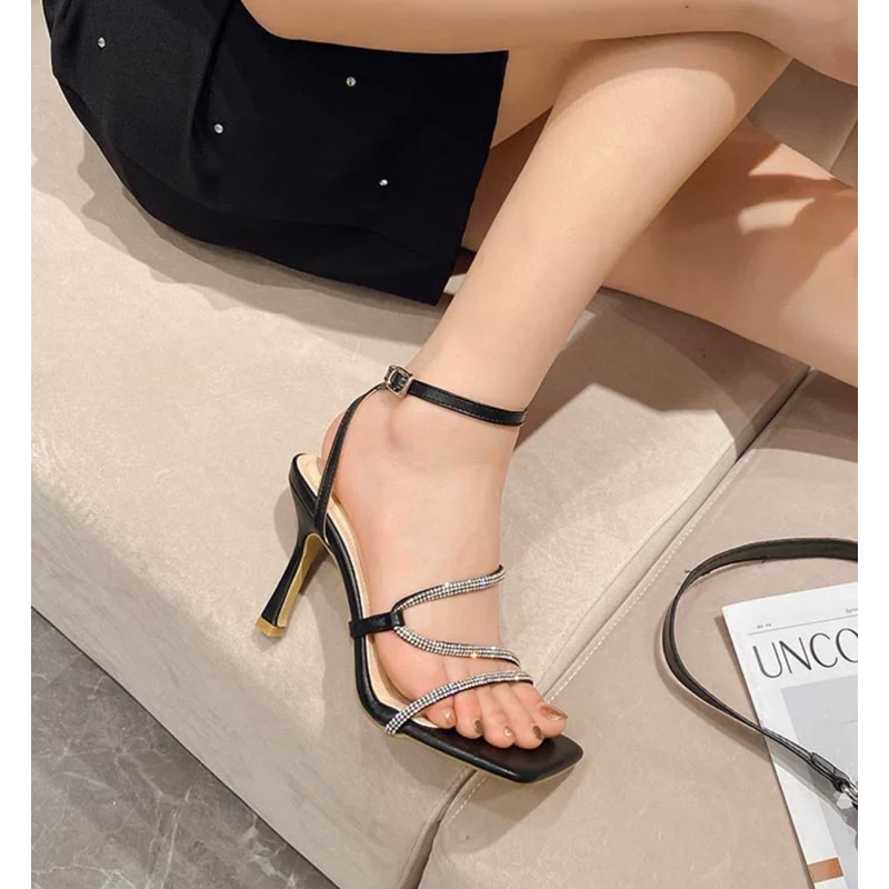 Square toe high heels with running waist, big size 35-45, 7cm high ...