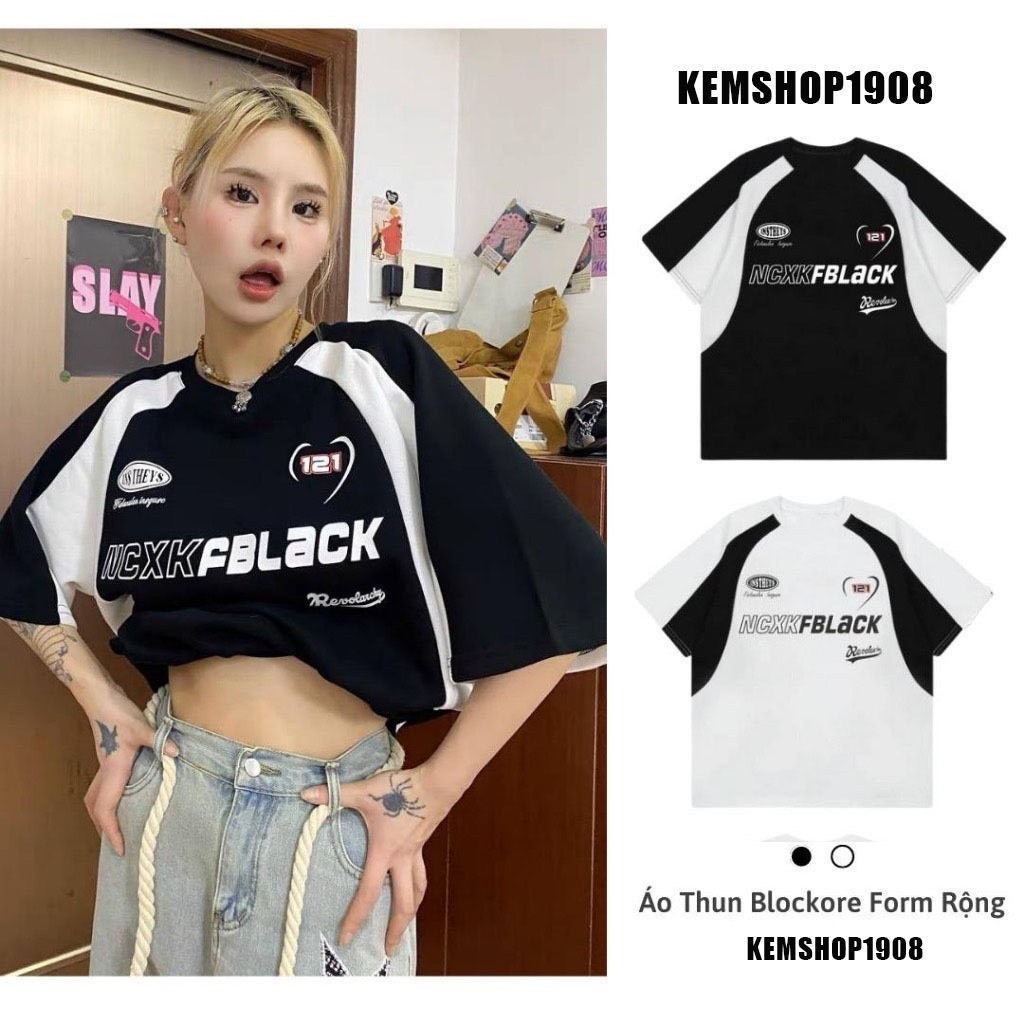 Wide-sleeved Men And Women T-Shirt With Letter Printed NCXK Korean ...