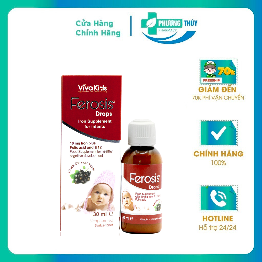 Vivakids Ferosis Drops - Iron supplement folic acid and vitamin B12 ...