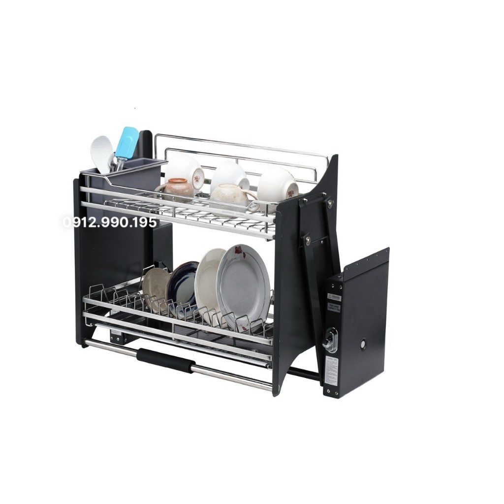 304 Stainless Steel Lifting And Lowering Dish Rack, Upside-Down Shelf ...