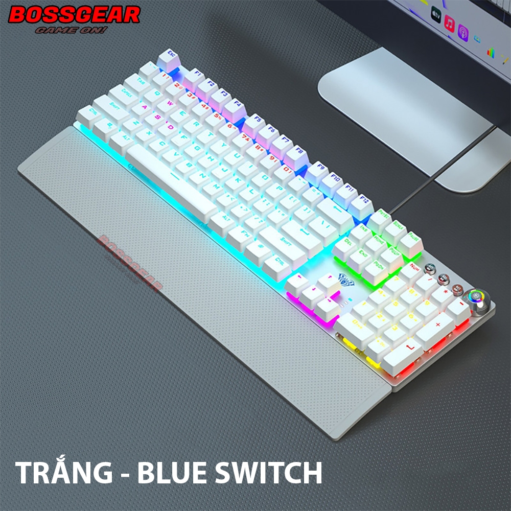 Aula F2088 Mechanical Keyboard LED Rainbow Magnetic Armrest Fullsize ...