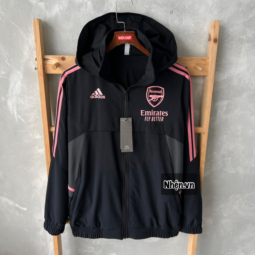 Jacket Arsenal 2023 black with pink stripes, water-slip wind fabric ...