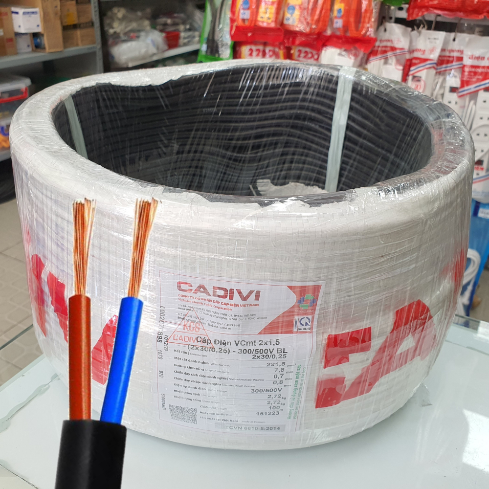2x1.5 flexible 2-core round electrical wire with 2 layers of VCmt ...