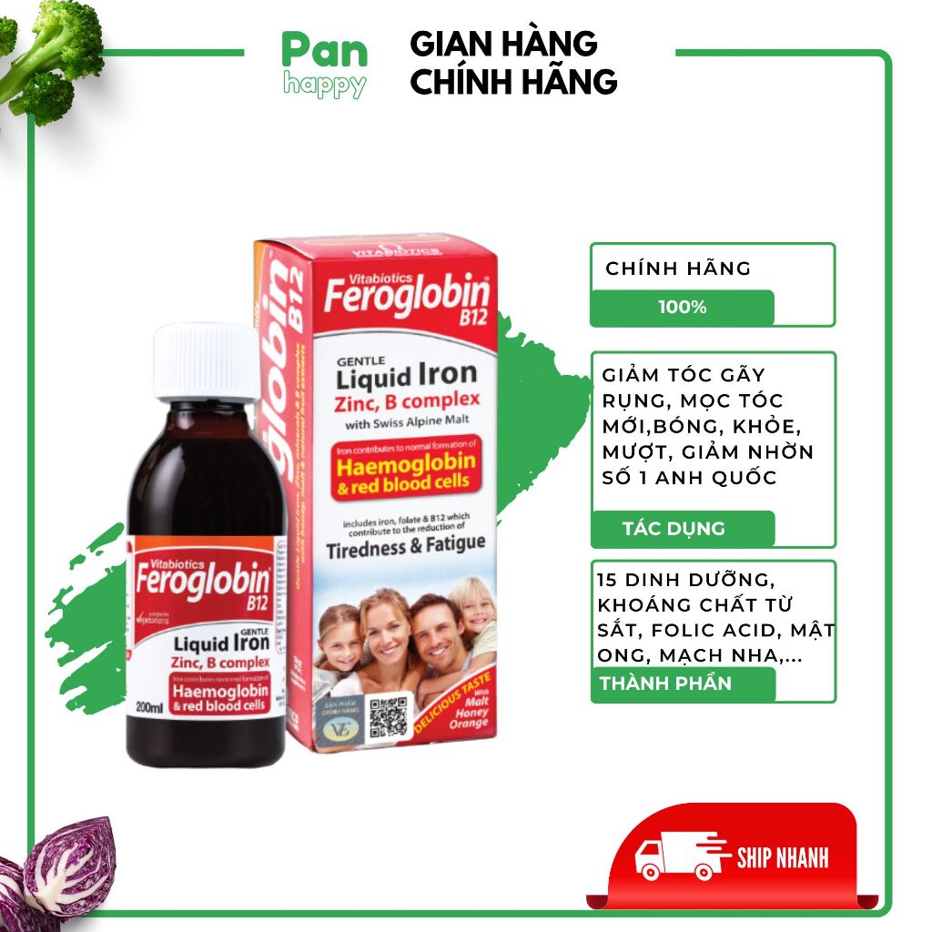 Vitabiotics FEROGLOBIN B12 Blood Tonic Syrup Provides Iron To Support ...