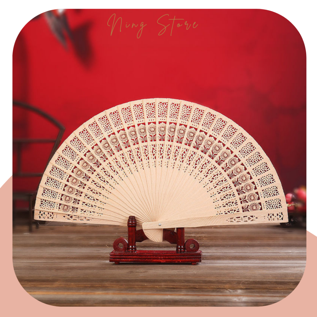 Wooden Fan Ancient Style In Various Colors | Shopee Malaysia