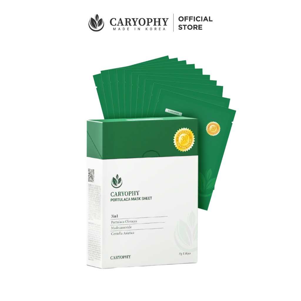 Caryophy Portulaca Mask Sheet Korean 22g x 10pcs (Box of 10 Pieces ...