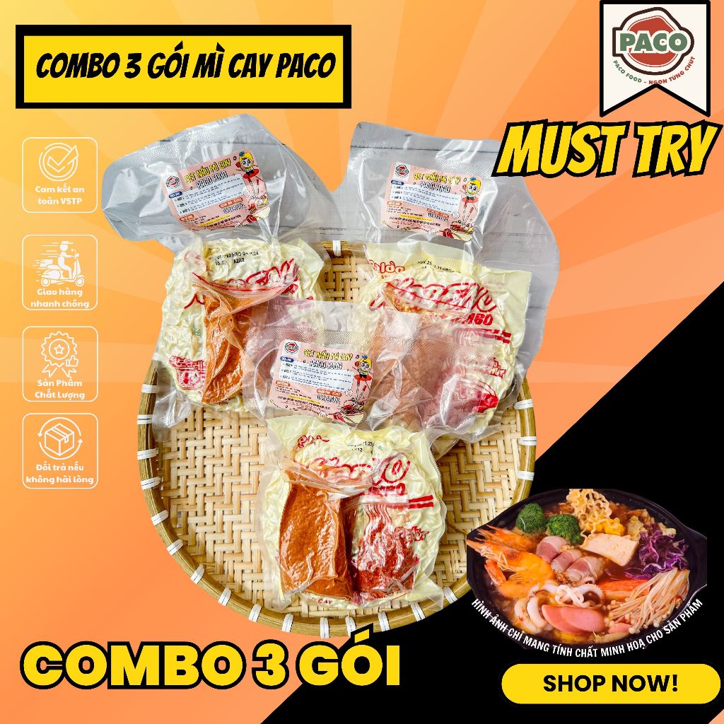 New COMBO 3 PACKAGES OF SPICY NOODLES WITH A PACKAGE OF EXCLUSIVE SPICE ...