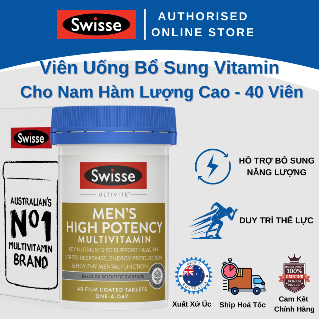 Swisse Men's High Potency Multivitamin - High Content Vitamin Supplement for Men - 40 Tablets ...