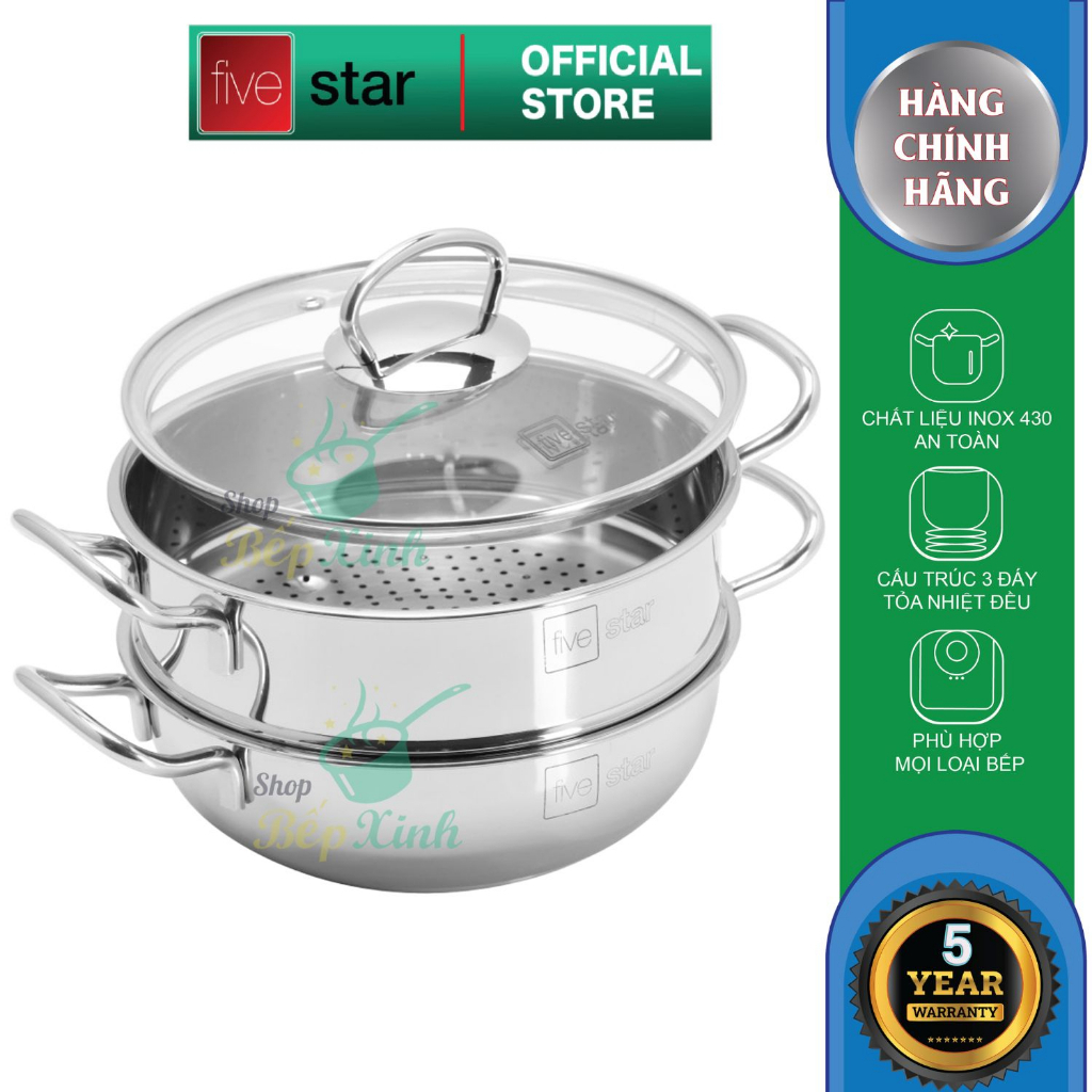 Fivestar Stainless Steel Steamer Hot Pot Set with 3 Bottoms from GHM ...