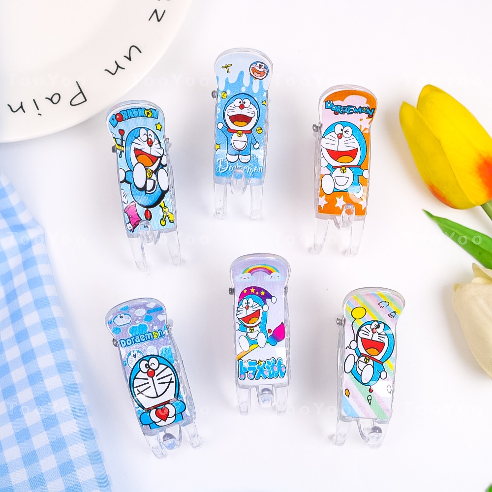 Cute 3-tooth Doraemon crab claw hair clip with clear base TooYoo ...