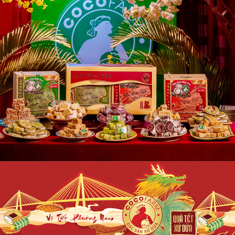 Combo Cocofarm coconut gift box with 10 flavors of Rolled and ...
