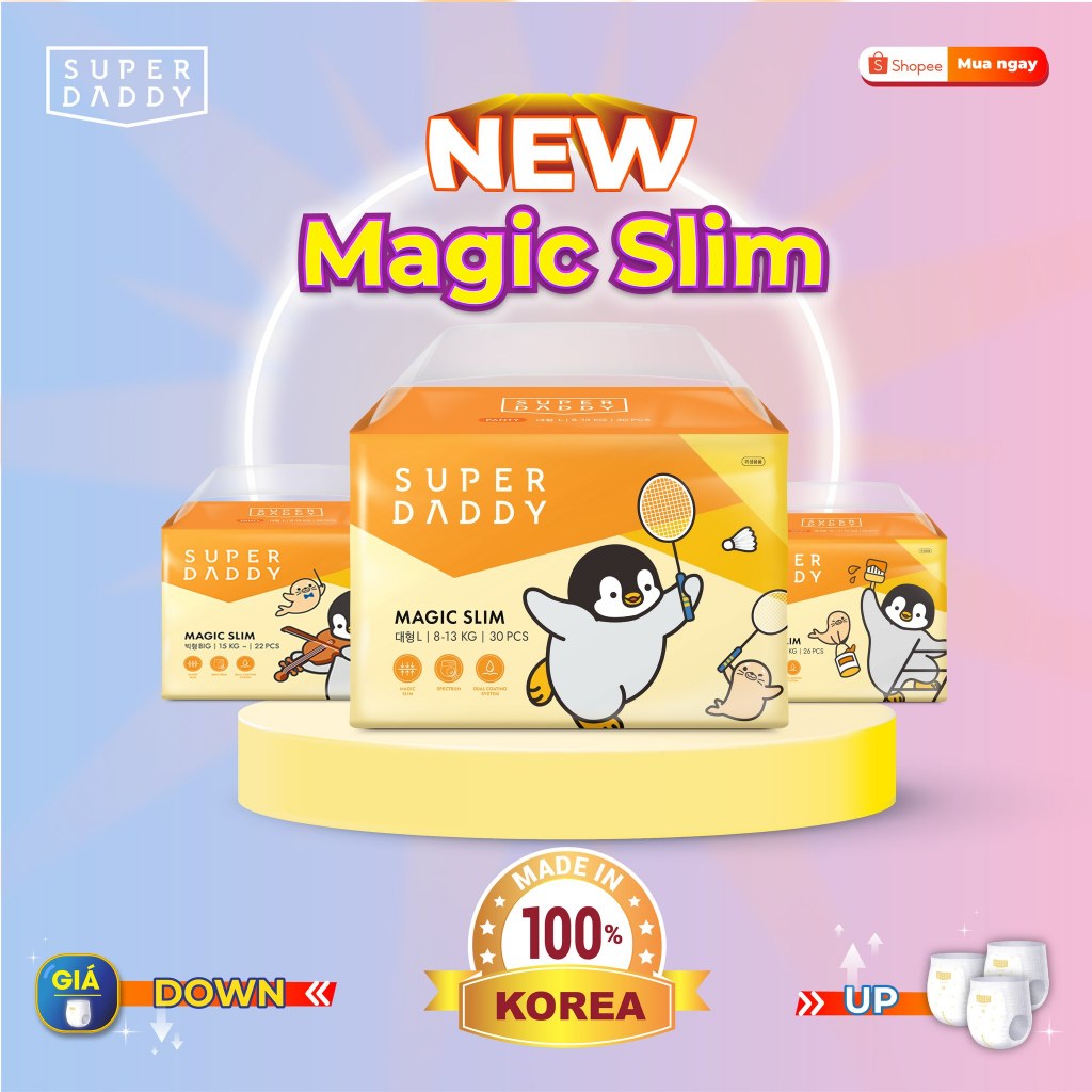 [COMBO 2 BICH] SUPER DADDY Magic Slim New high quality Korean diapers ...