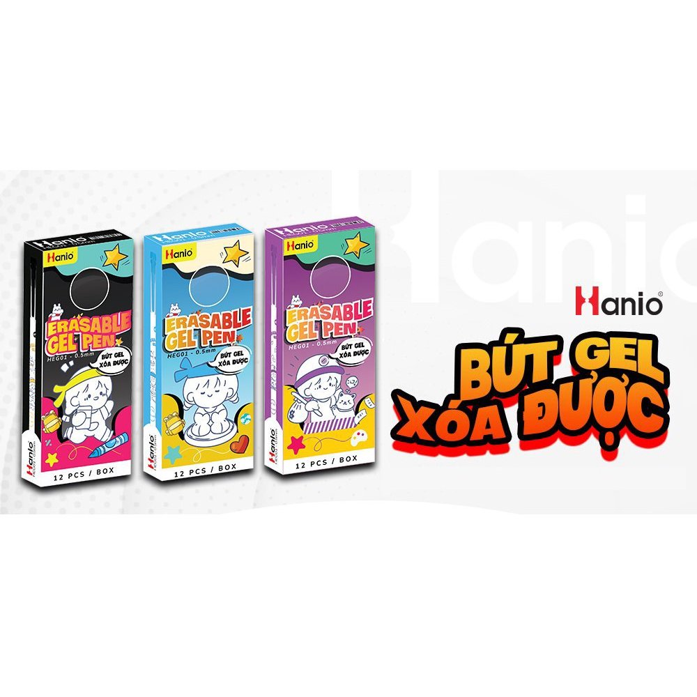 Hanio Premium Erasable Gel Pen HEG01-0.5mm Has 3 Ink Colors Blue Purple ...