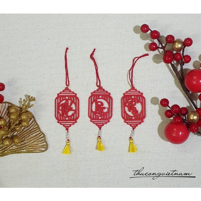 CNY Felt hanging tag Set/Calligraphy letter Set/mini bronze bell for ...