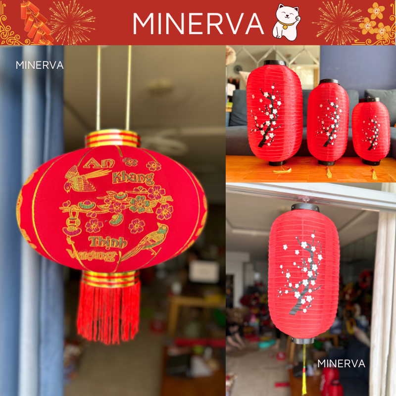 CNY 2025 Cherry blossom lantern, large velvet door lantern ...