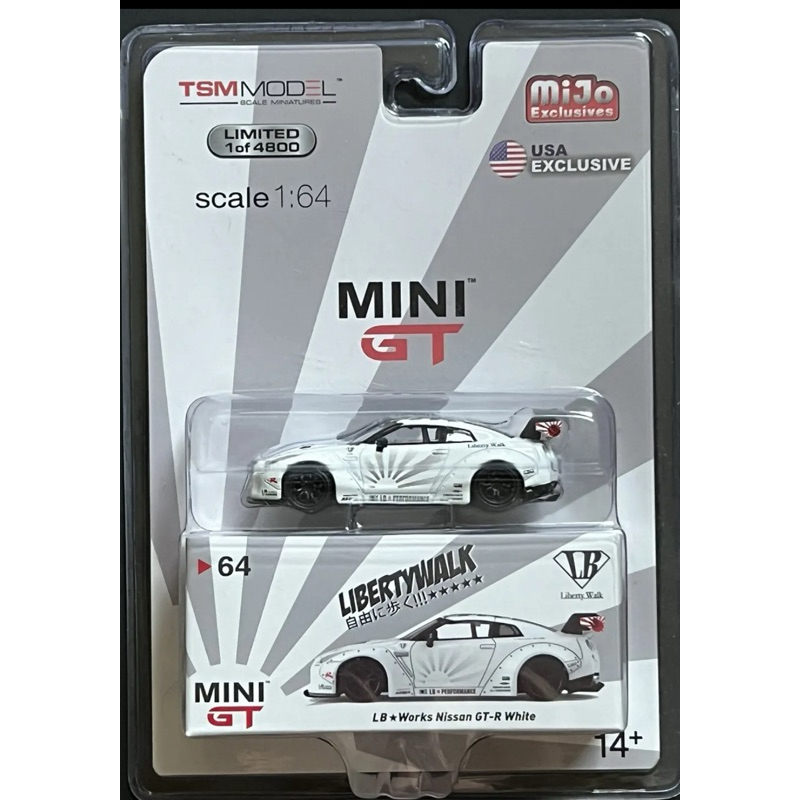 Mini GT LB Works Nissan GT-R R35 White No.64 model car, American card ...