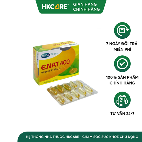 Enat 400 Vitamin E Supplement, Anti-Aging (Box of 3 blisters x 10 ...