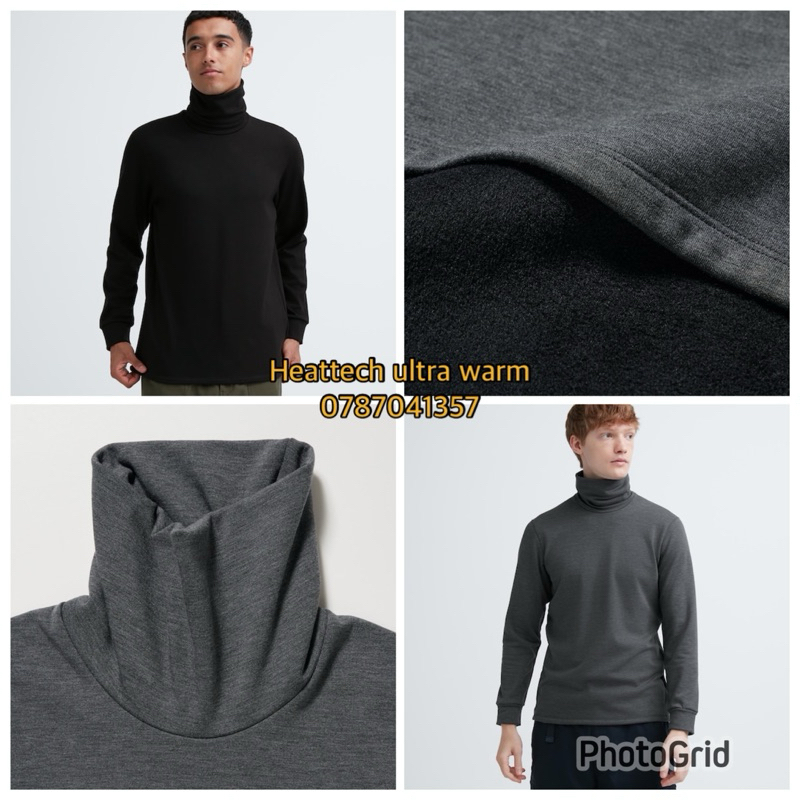 Heattech Ultra warm men's thermal shirt with high collar (Japanese pick ...