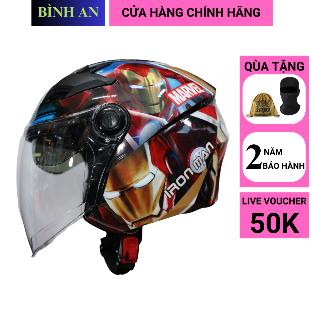 Royal M268 3/4 Helmet with 2 Goggles with IRON MAN Stamp ...