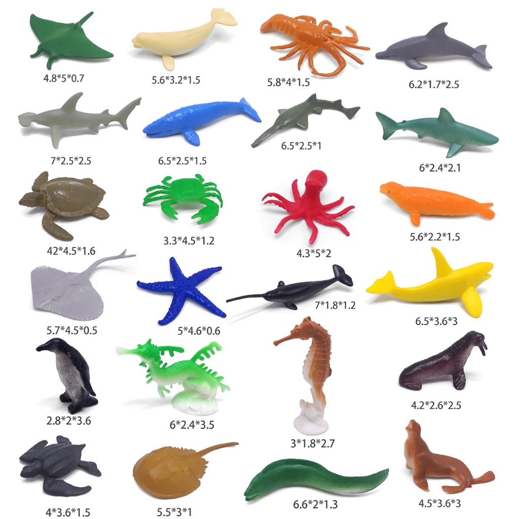 Model set of 24 Sea Fish toys & Sea Creatures made of plastic bottom ...