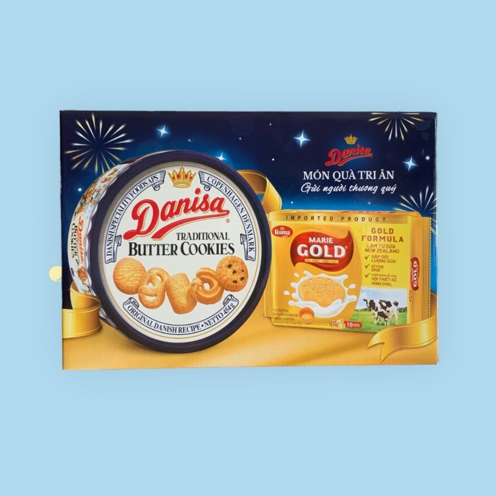 Tet Gift Box 454G Danisa Biscuits And Marie Gold Biscuits 240G | Shopee ...