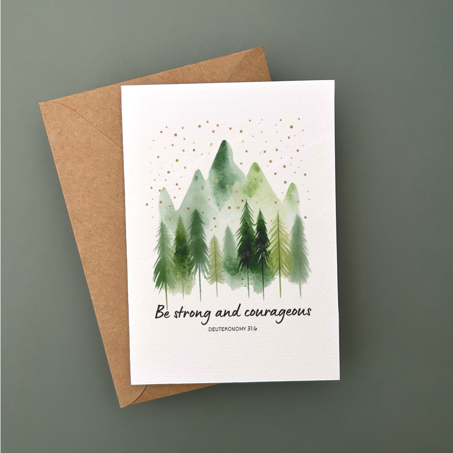 English Bible Verse Card | Be Strong and Courageous Card"Be Strong and ...