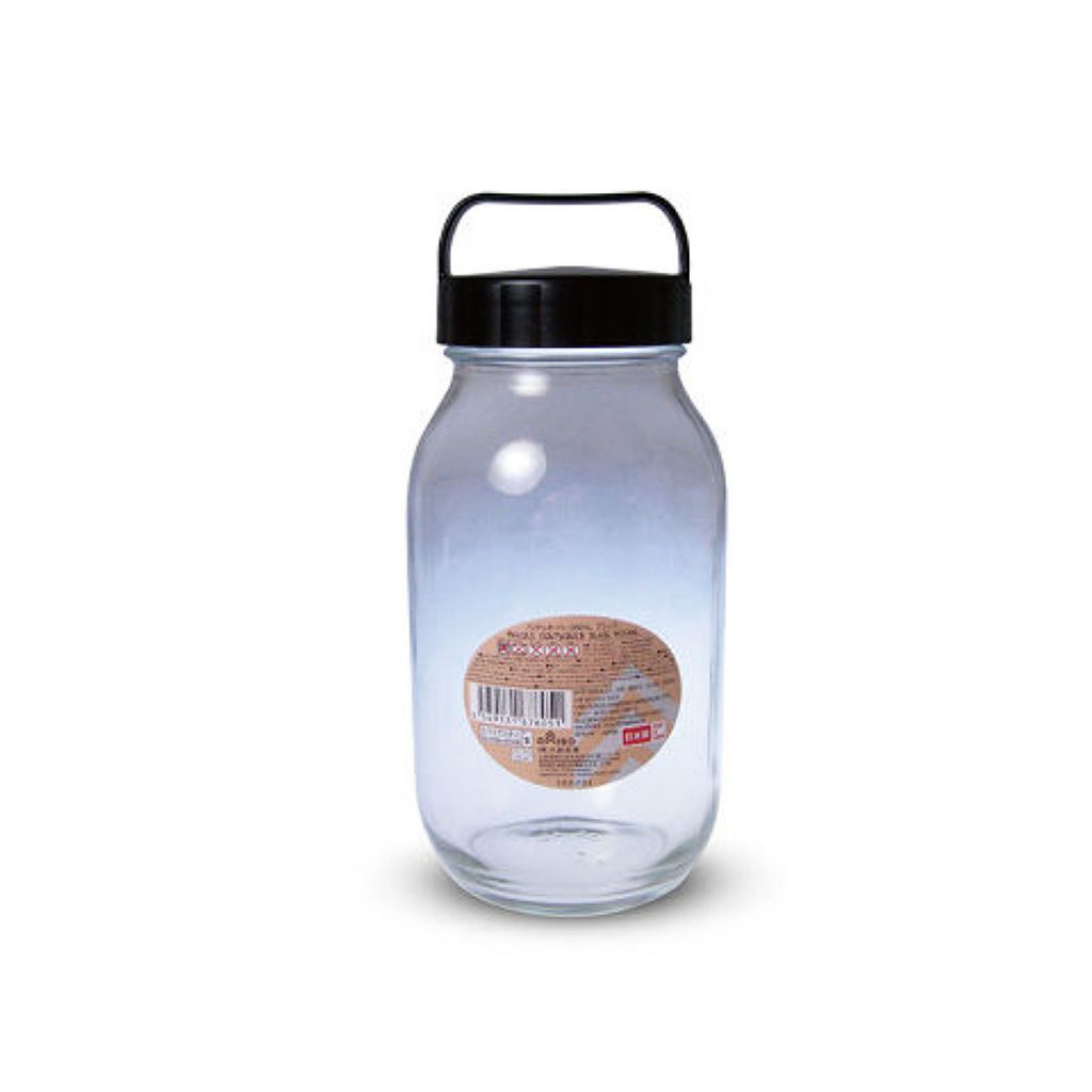 Daiso 900ml black glass jar with handle | Shopee Malaysia
