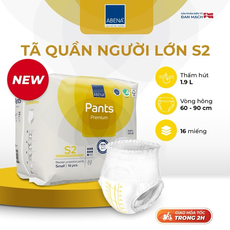 Abena Pants Premium S2 Adult Diapers - Imported Denmark 16 Pieces ...