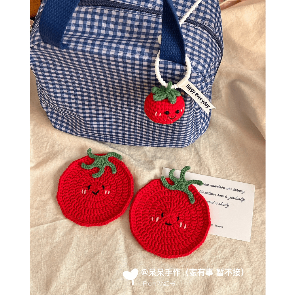 Trendy Cute Red Tomato-Shaped Coasters / Cup Liners / Cup Liners With ...