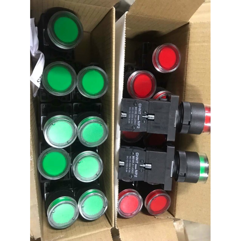 Push button with CHINT blue red yellow light 24v-220v | Shopee Malaysia