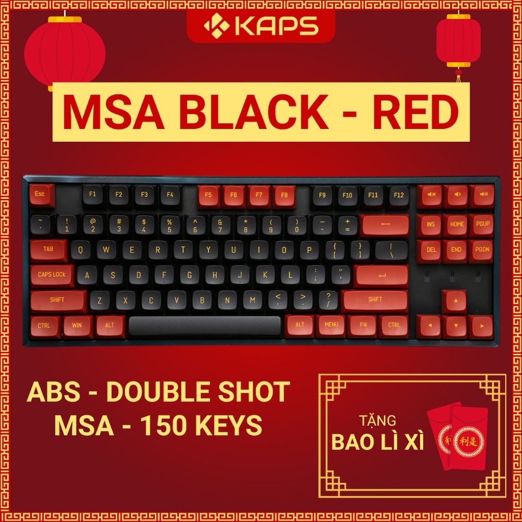 Msa Black Red Keycap ABS profile MSA in Double-shot 150 buttons for ...