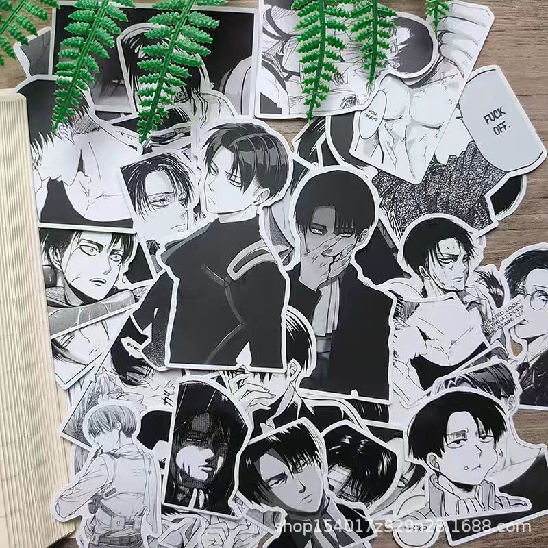 50 Stickers/ Stickers/ Stickers black and white anime Attack On Titan ...