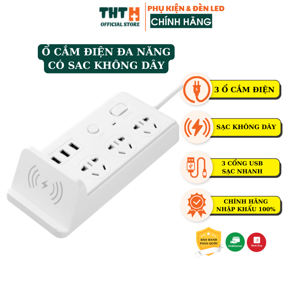 Smart Multifunctional Power Outlet Wireless Charging 3 USB Ports Fast ...