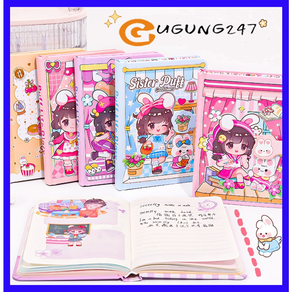 Notebook, hardcover diary with cute patterns, 224 pages with magnetic ...