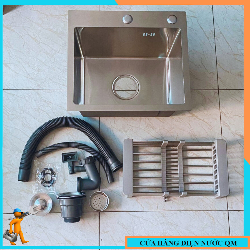 Thick SUS 304 stainless steel 1-hole sink, size 40x45cm with siphon ...