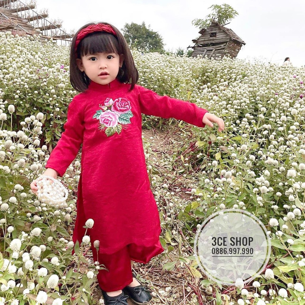 High Quality Korean Silk Ao Dai For Girls 8-16kg, Children'S Innovative Ao Dai With Hand ...