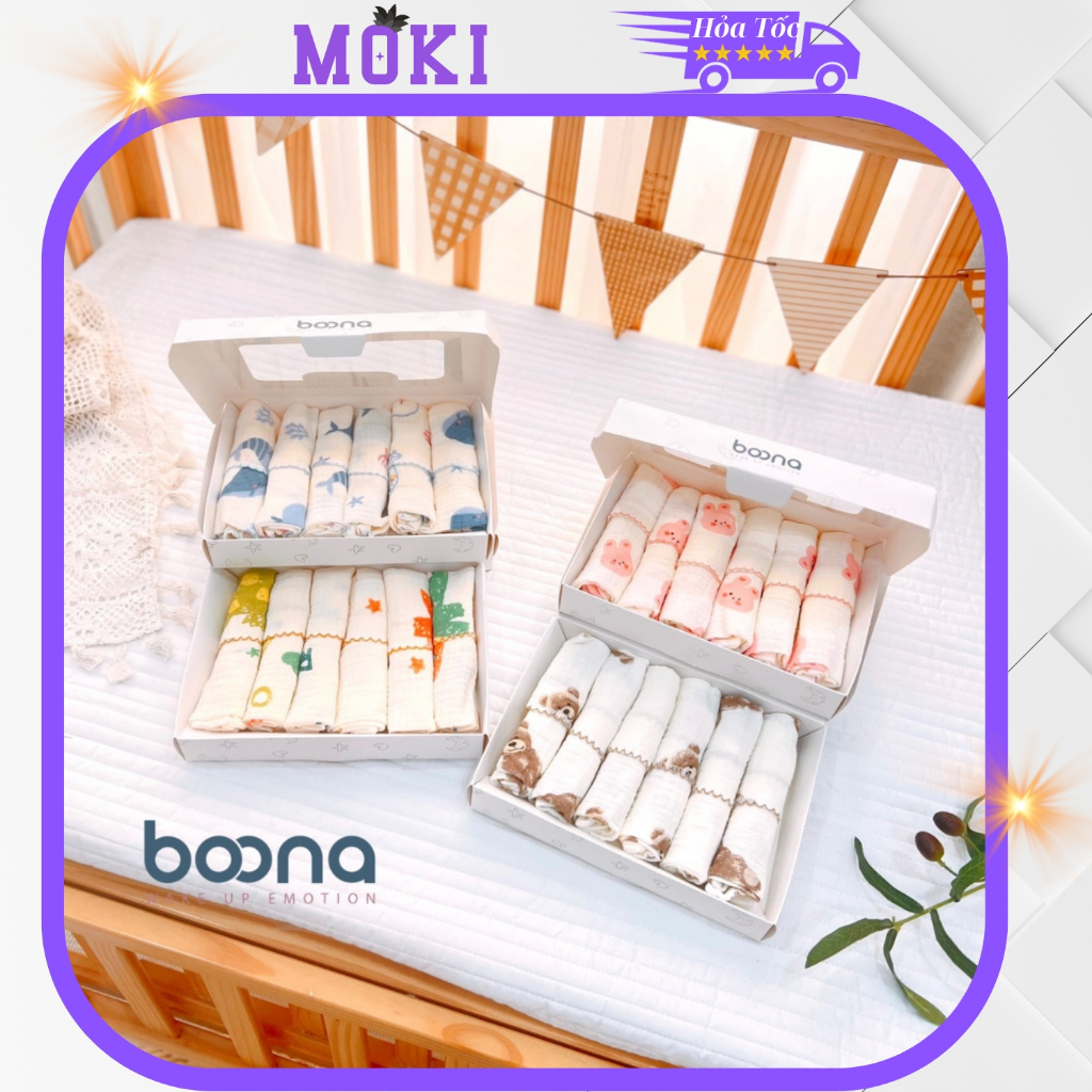Muslin Boona Set 6 gauze towels of 2 layers of high quality soft and airy milk for baby skin ...