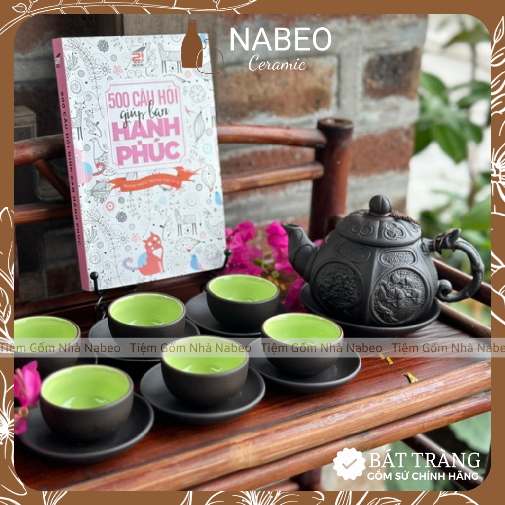SA Bat Trang Purple Tea Set, Beautiful Embossed Wooden Tea Pot | Shopee ...
