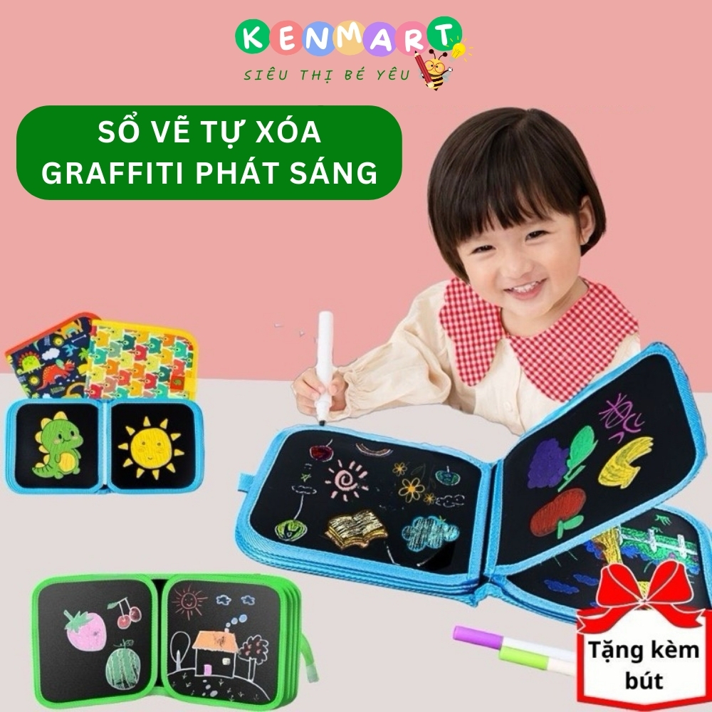 Kenmart 10-page glowing graffiti self-erasing drawing book for children ...
