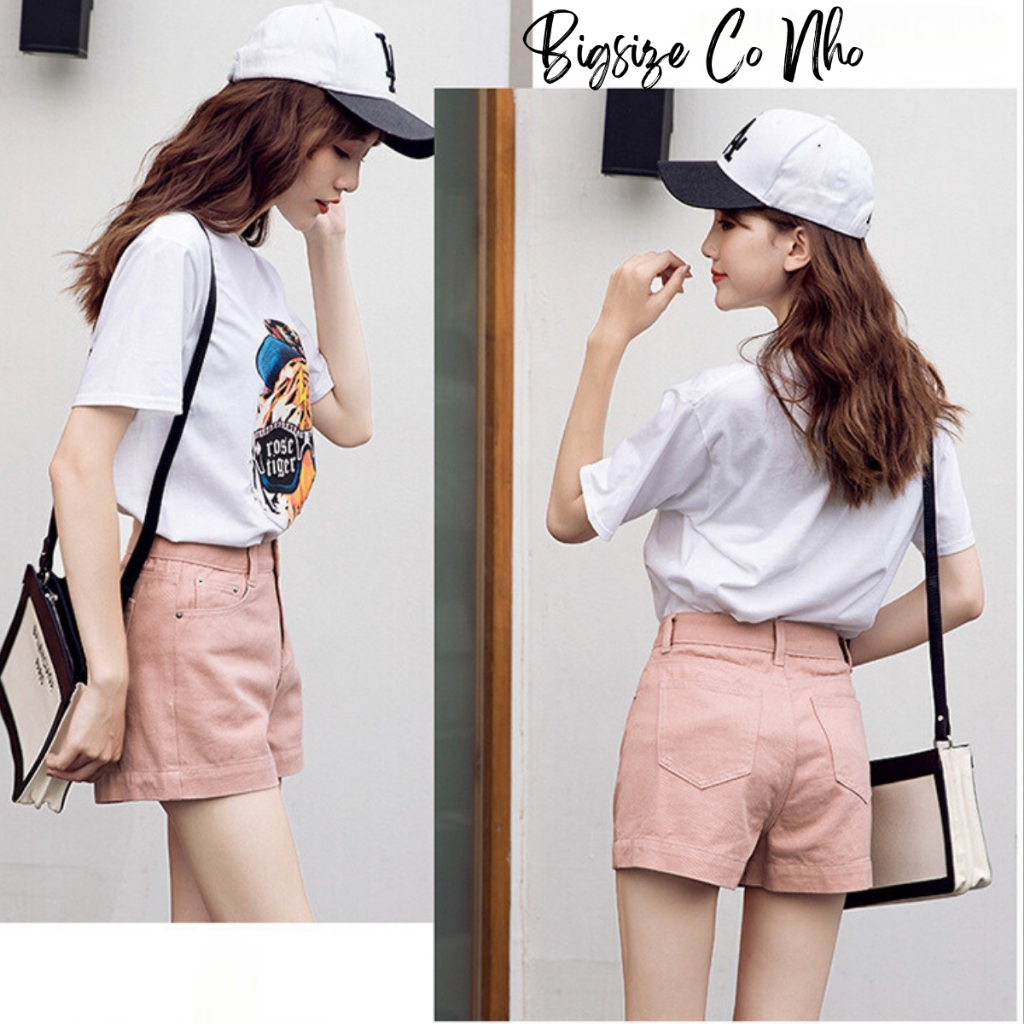 Bigsize short shorts for women with A letter shape with khaki bag to Flatter the dynamic fashion ...
