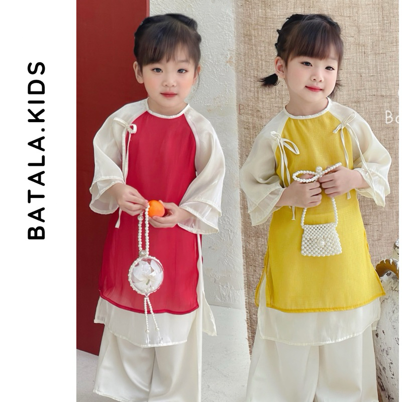 (PANT INCLUDED) Ao Dai CNY 2024 for Batala Kids, high quality silk Ao ...
