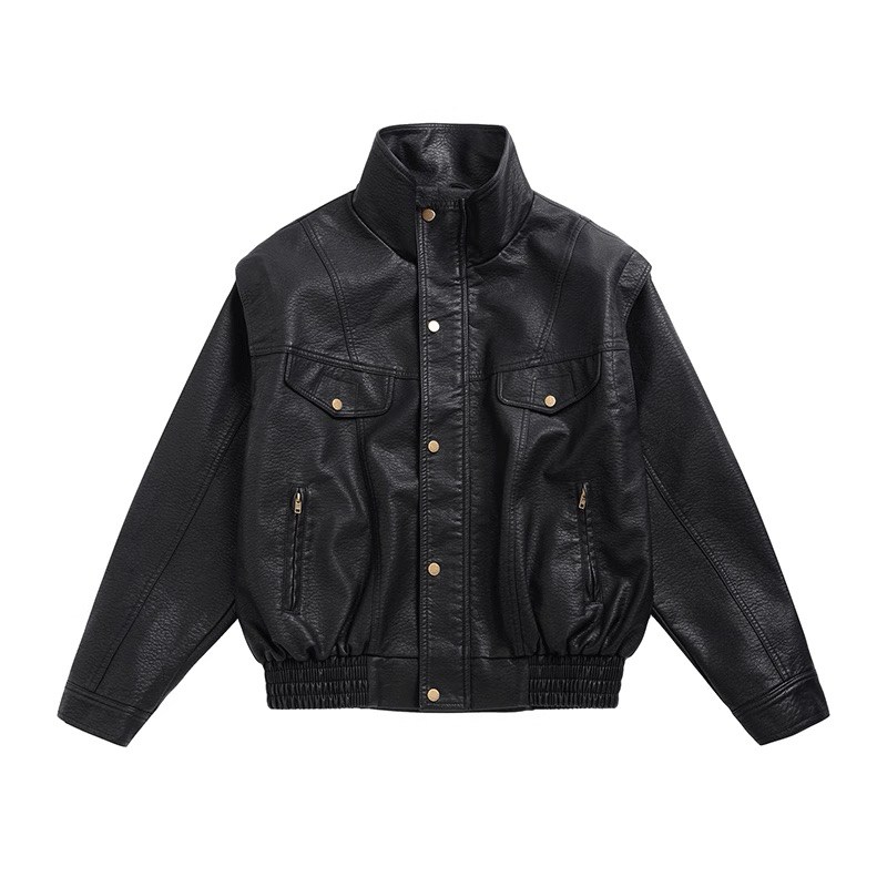 Aguss vintage bomber leatherJacket upgraded premium version 2024, boxy form | Shopee Malaysia